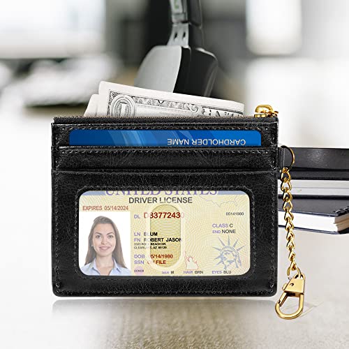 seavilia Card Holder Keychain Wallet for Women/Men with ID Window Rfid Coin Purse Bee Gifts Slim Minimalist Small Wallet