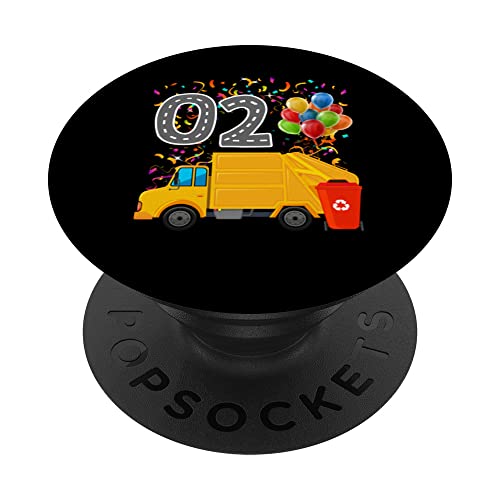 Happy O2 Birthday Rear Loader Garbage Truck PopSockets Swappable PopGrip