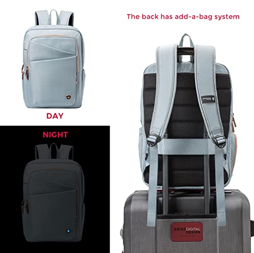 Swissdigital Design Women Laptop Backpack For Women With Apple Find My network,College Bookbags With USB Charging Port,Large Capacity Computer Backpacks For Work Business