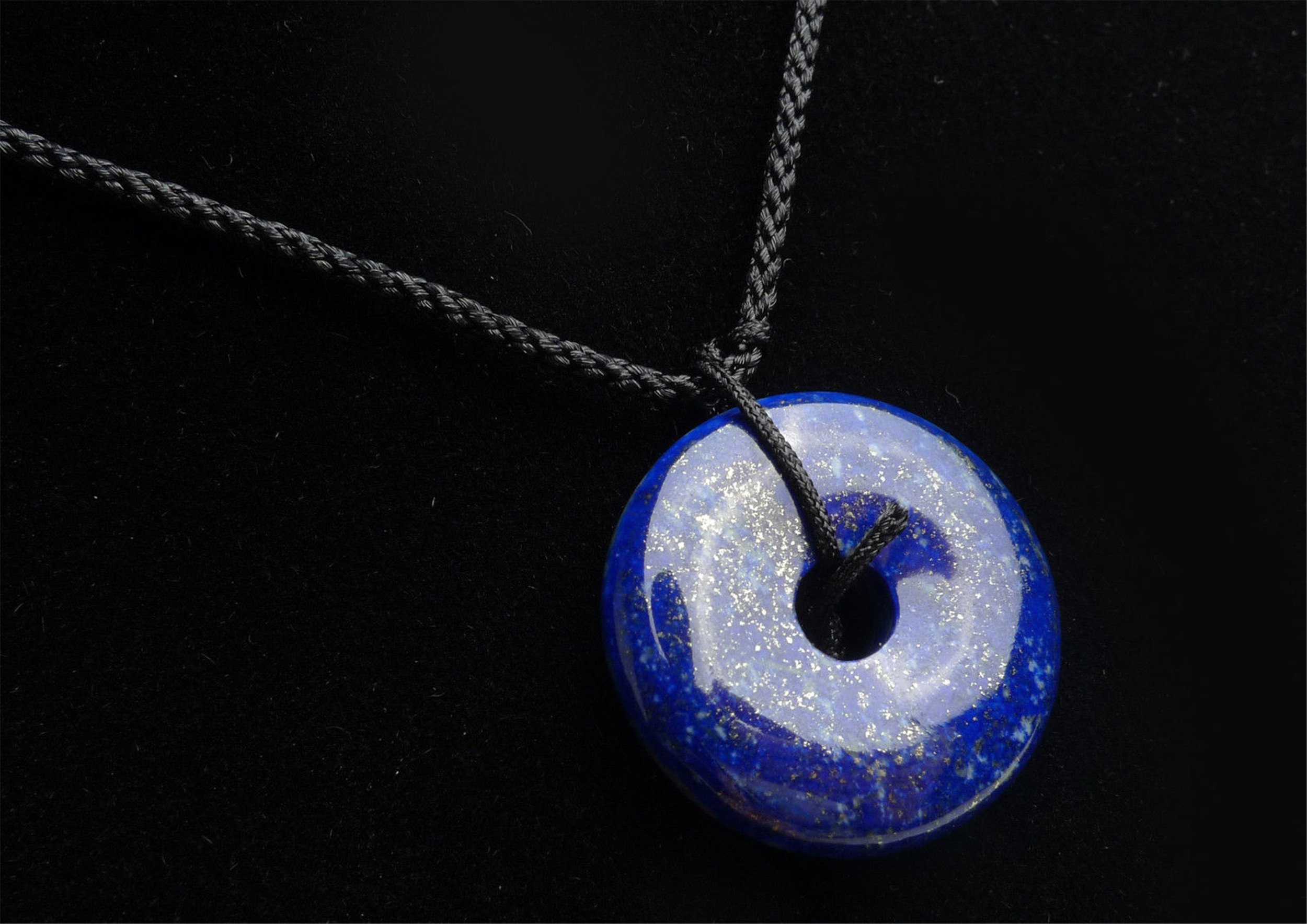 Genuine Deep Blue Natural Lapis Lazuli Gemstone Crystal Necklace Pendant 30×7mm