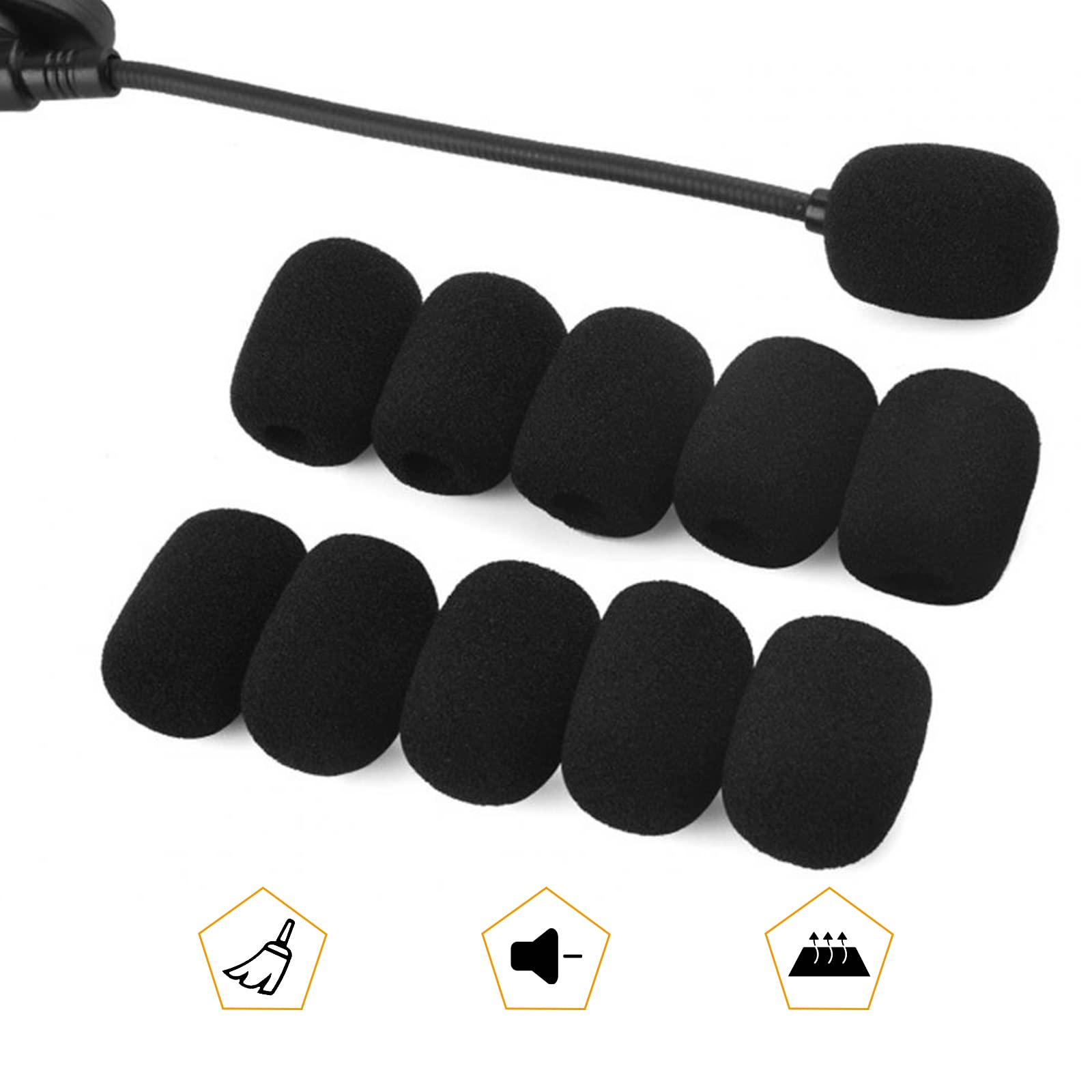 GCOA 80 Pack Headset Microphone Windscreens - Microphone Foam Cover for Lapel, Lavalier, and Microphones, Mini Size,Black