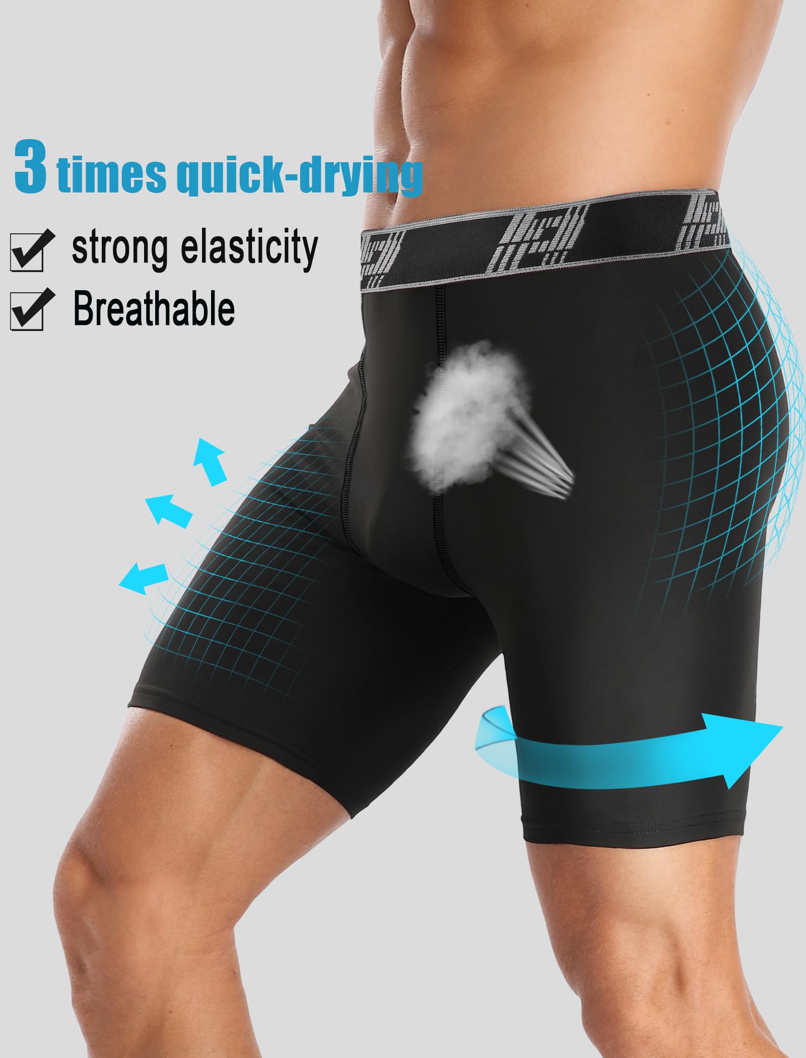 HOPLYNN 4 Pack Compression Shorts Men,Compression Underwear for Men Spandex Sport Shorts Athletic Workout Running Performance Baselayer Shorts Black Medium