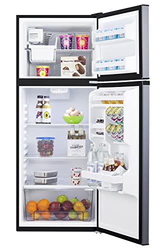 Summit Appliance FF1091WIM 24" Wide Top Mount Frost-Free Refrigerator-Freezer with Icemaker in White Finish, Adjustable Glass Shelves, Adjustable Freezer Thermostat, Interior LED Lighting