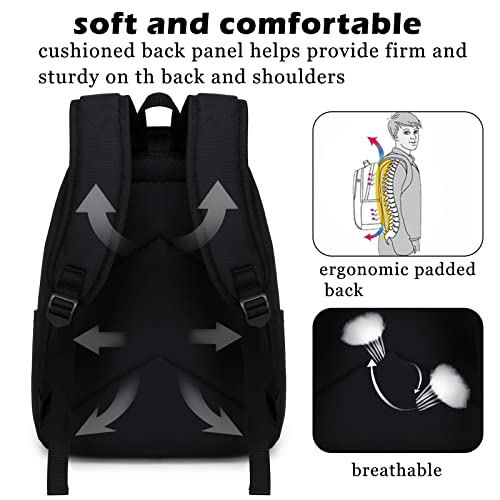 SHEEYEE School Backpack for Teen Boys Kids Bookbags with Lunch Box Set Students Laptop Travel School Bag (Black)