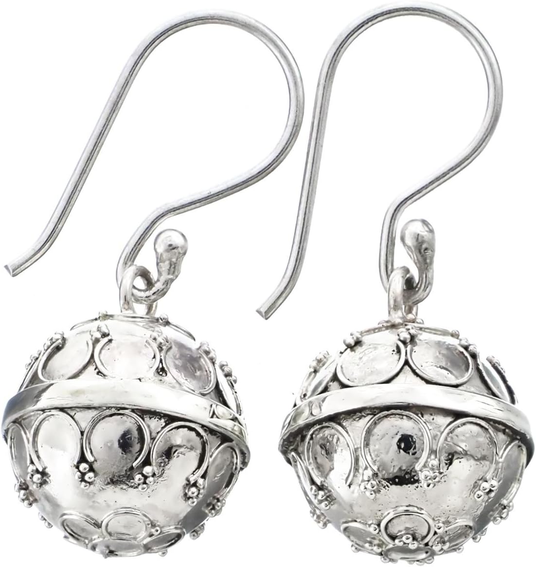 Handmade Harmony Ball Chime 925 Sterling Silver Earrings, 1/2"
