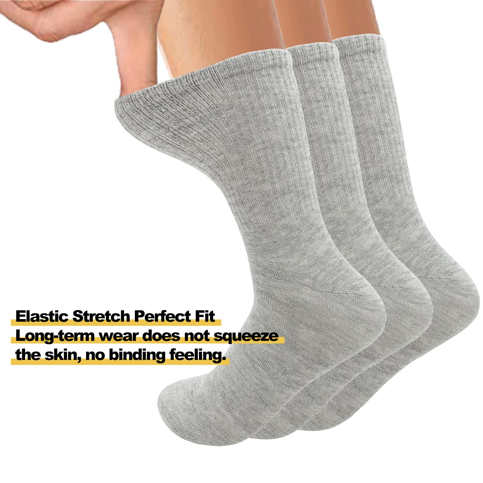 HERAN Crew Socks for Men Size 6-12, Athletic Casual Men's Socks 9-Pairs, Calf Socks for Men