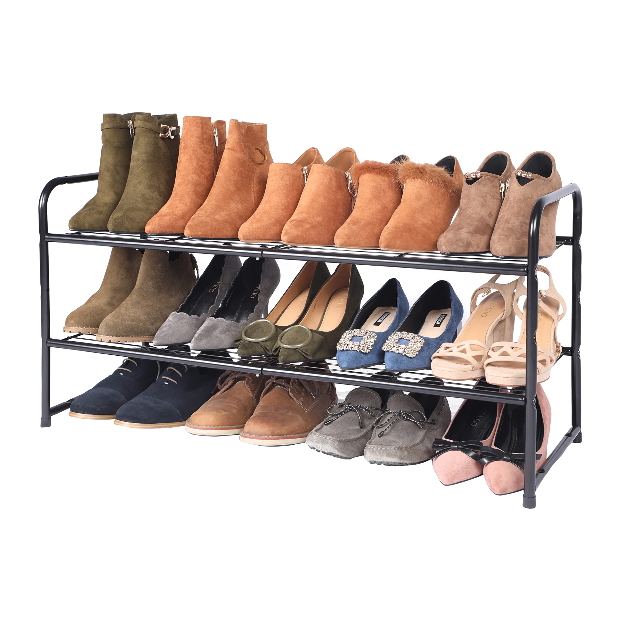 GEORIS 2 Tier Shoe Rack for Closet Stackable Shoe Storage Shelf, Long 32.5" Metal Shoe Organizer for Entryway, White