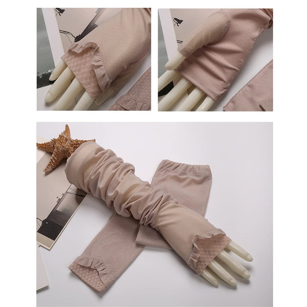 Loose Ice Sleeve Gloves Half Finger Thin Sleeve Sleeve Artifact Summer Lady Driving and Cycling (Color : A, Size : 54 * 7cm)