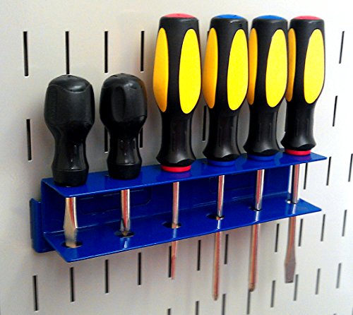 Wall Control Pegboard Screwdriver Holder Bracket Slotted Metal Pegboard Accessory Pegboard and Slotted Tool Board – Blue