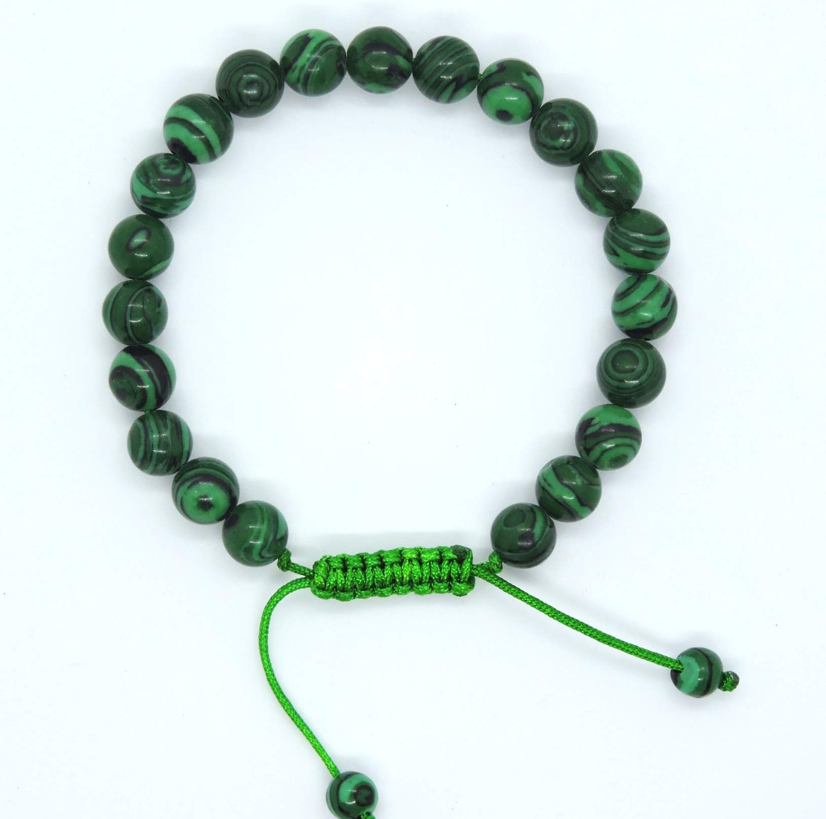 Hands Of Tibet Pressed Malachite Wrist mala Yoga Healing Beads Bracelet for Meditation (Plain)
