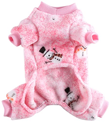 XIAOYU Christmas Pet Clothes Snowflake Pattern Warm Dog Pajamas Cat Jumpsuits Puppy Apparel, Pink, XL