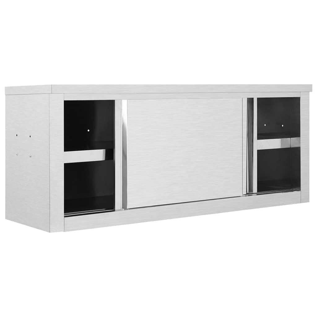 GOLINPEILO Stainless Steel Kitchen Wall Cabinet Storage with 2 Sliding Doors, Wall Cupboard Wall-Mounted Storage Cabinet Organizer for Kitchen Living Room 35.4" x 15.7" x 19.7"