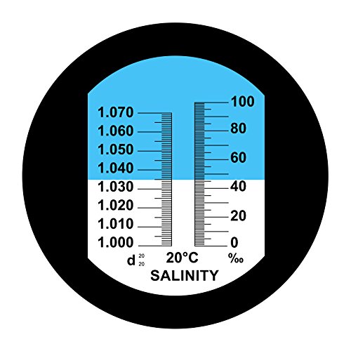 Professional Optics Salinity 0-10% Sea Water Refractometer ATC, Dual Scale (1.0 to 1.070 Density / 0-100ppt) for Salt Sea Water Aquarium Tank Marine Industry with LED Light and pipettes