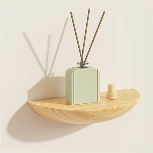 QATGQBCF Wall-Mounted Wooden Shelves, Display Shelves, Semi-Circular Shelves, Thickness 3 Cm, Smooth and Delicate Rounded Corners, Space-Saving(Original Wood,40 * 20 * 3cm)