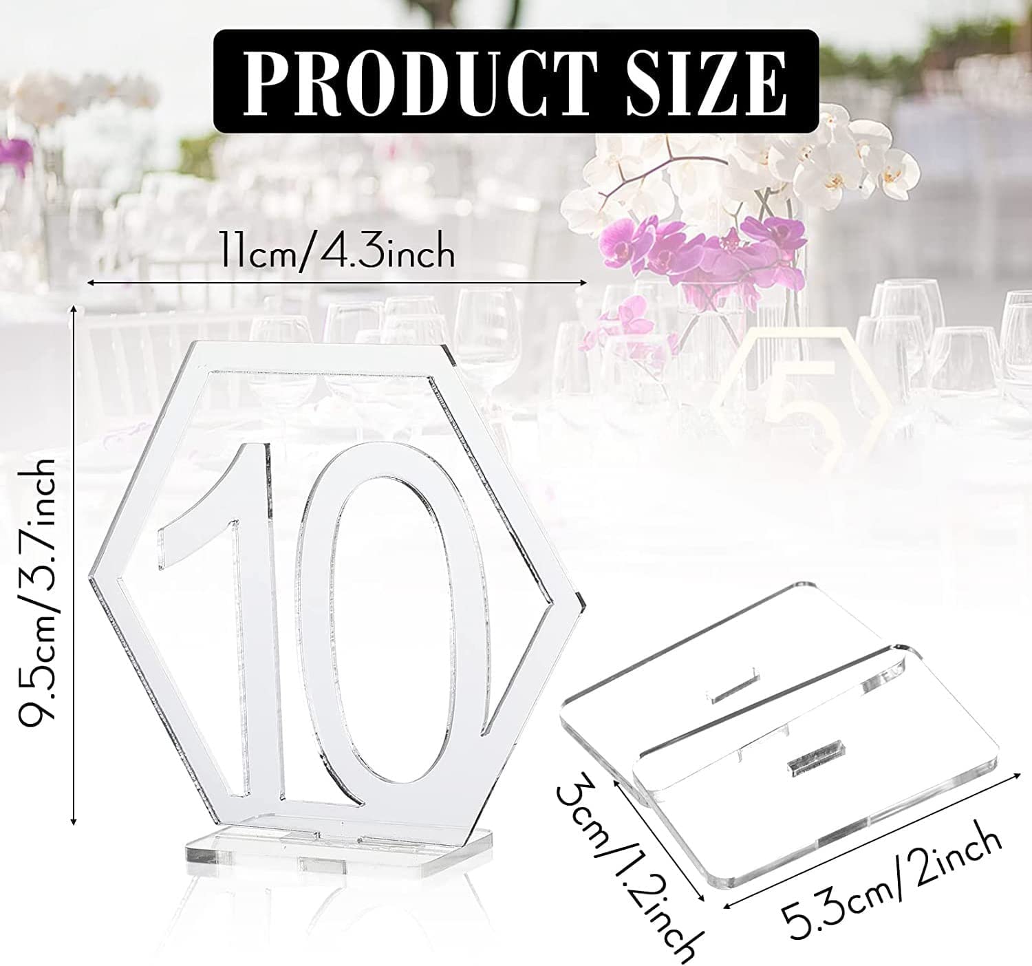 Velidy Table Numbers, Wedding Acrylic Standing Table Numbers with Holder Base for Wedding, Party, Events or Catering Decoration (Silver-20)