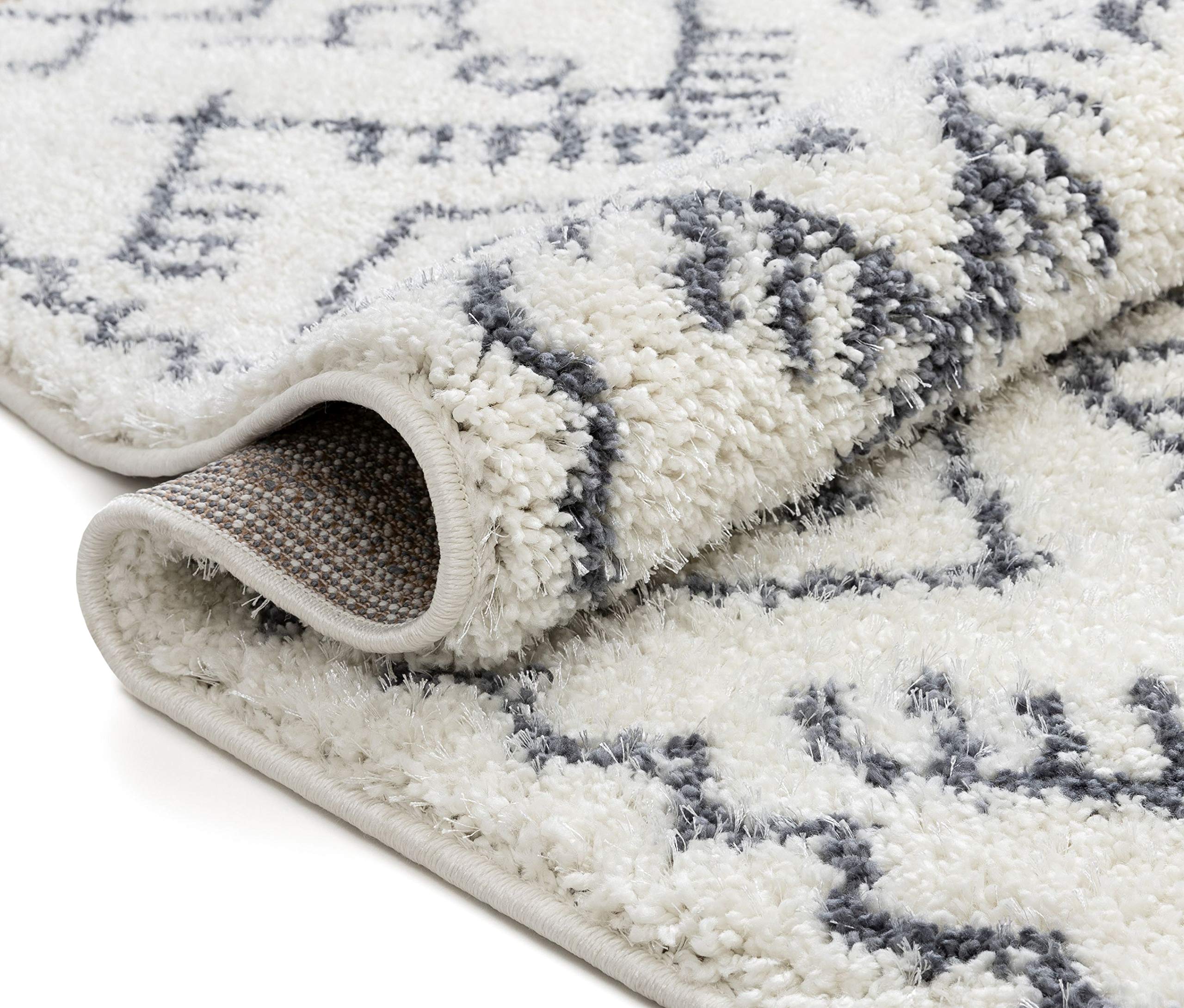 Well Woven Chessa Grey Moroccan Shag Diamond Trellis Pattern Area Rug 7'10" x 9'10"