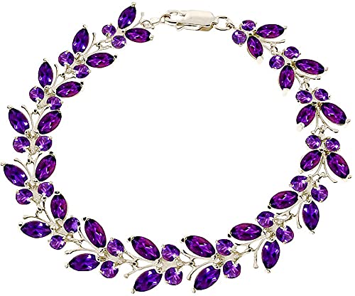Galaxy Gold GG 16.5 Carat 14k Solid White Gold Butterfly Bracelet Amethyst