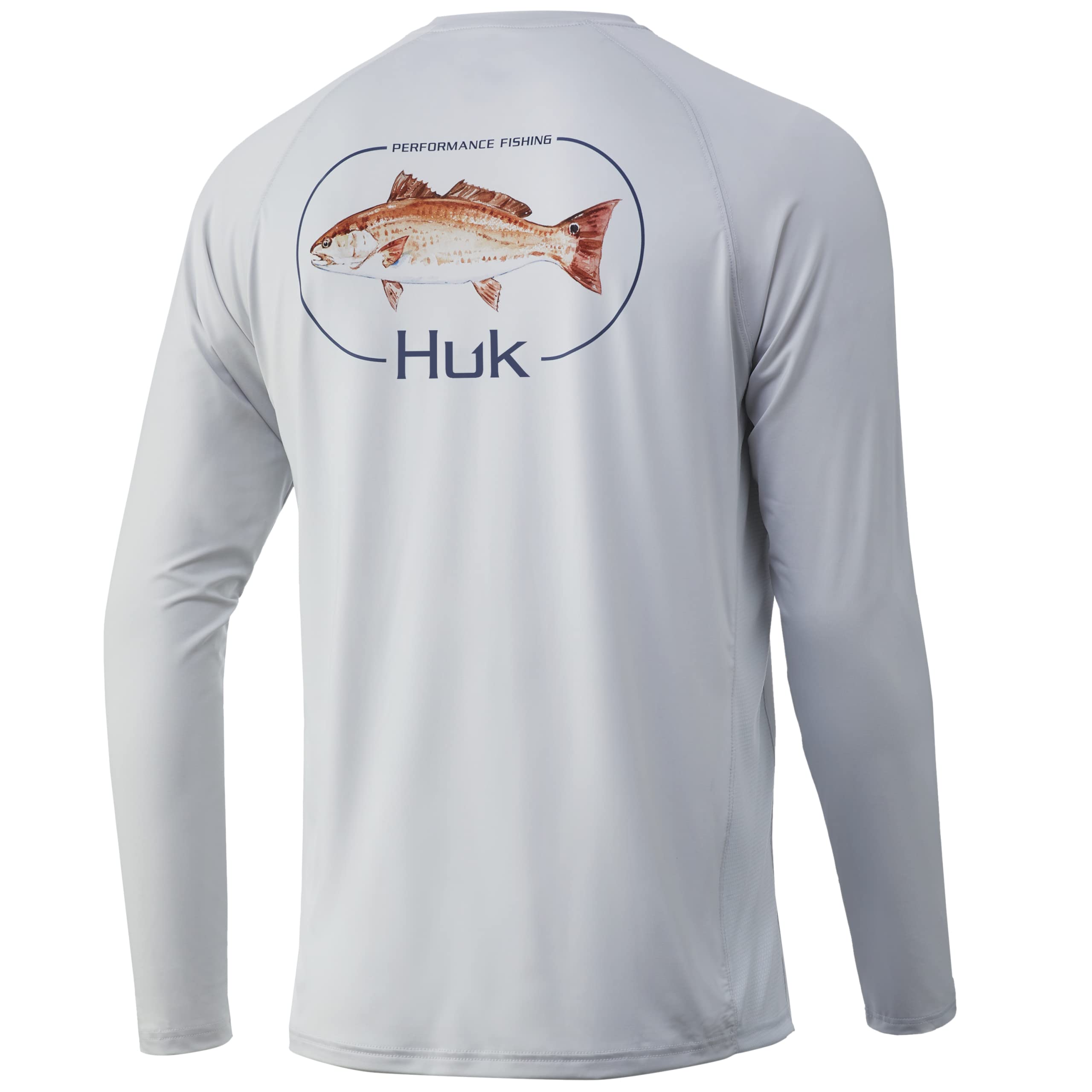 HUK Men's Pursuit Long Sleeve Sun Protecting Fishing Shirt, Redfish-Glacier, X-Large