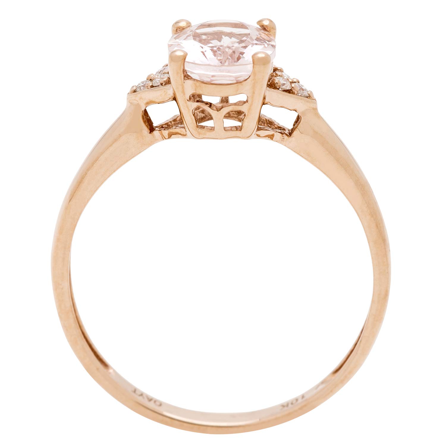 Gin & Grace 10K Rose Gold Genuine Morganite Diamond (I1,I2) (Size 7) Propose Promise Ring for Women