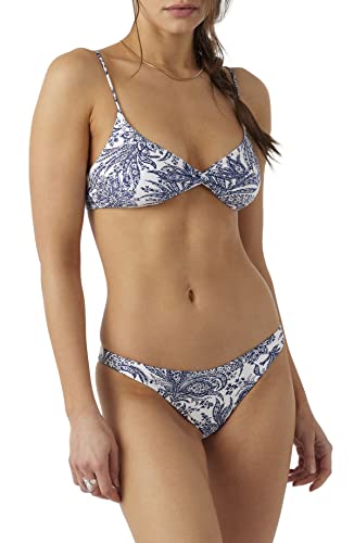 Womens Swim Belle Flower Flamenco Cheeky Bikini Bottom, Medieval Blue, M