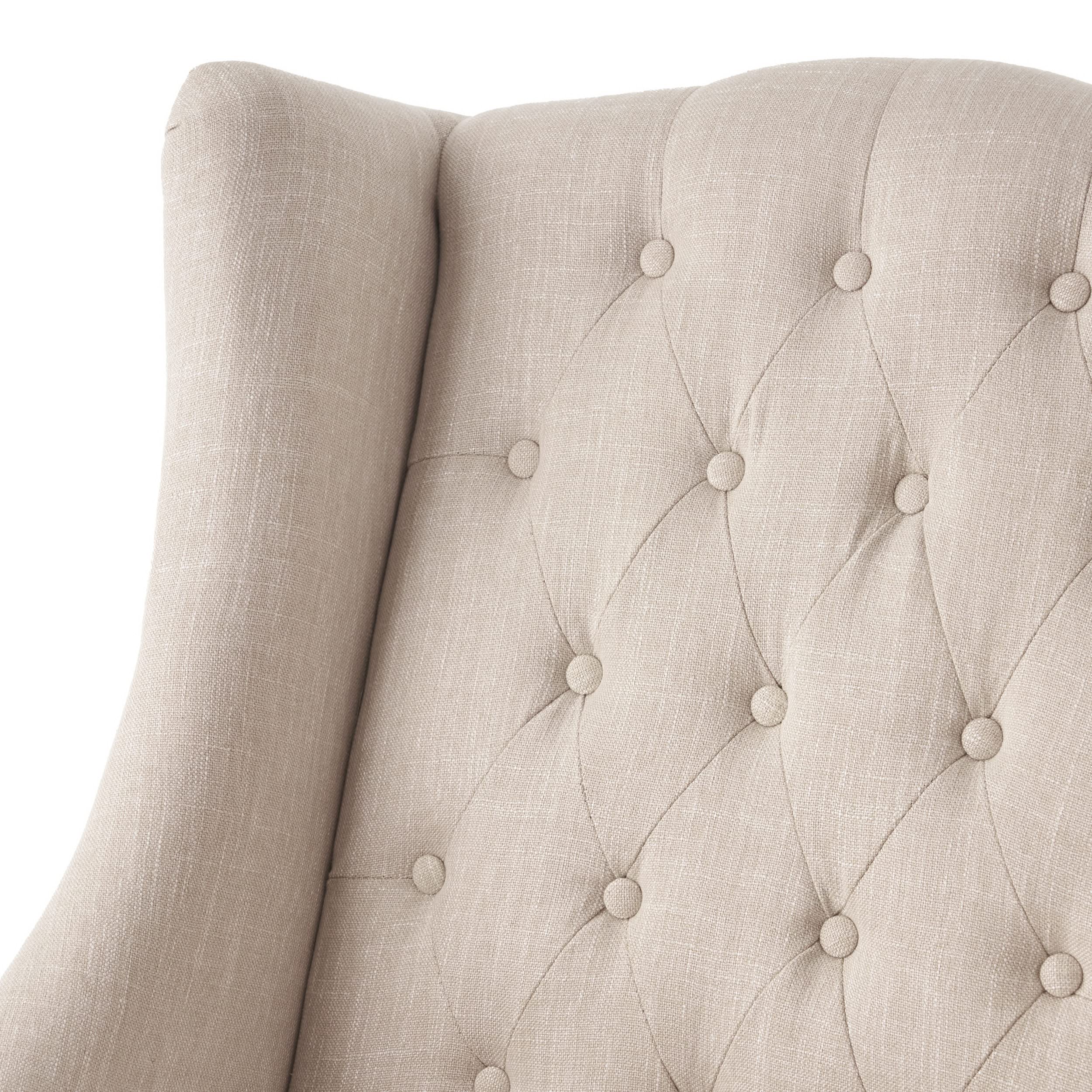GDFStudio Tall Tufted Fabric Accent Chair, Vintage Club Seat for Living Room (Light Beige)