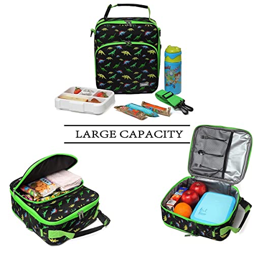 VASCHY Cute Preschool Backpack and Insulated Lunch Bag Dinosaurs Bundle