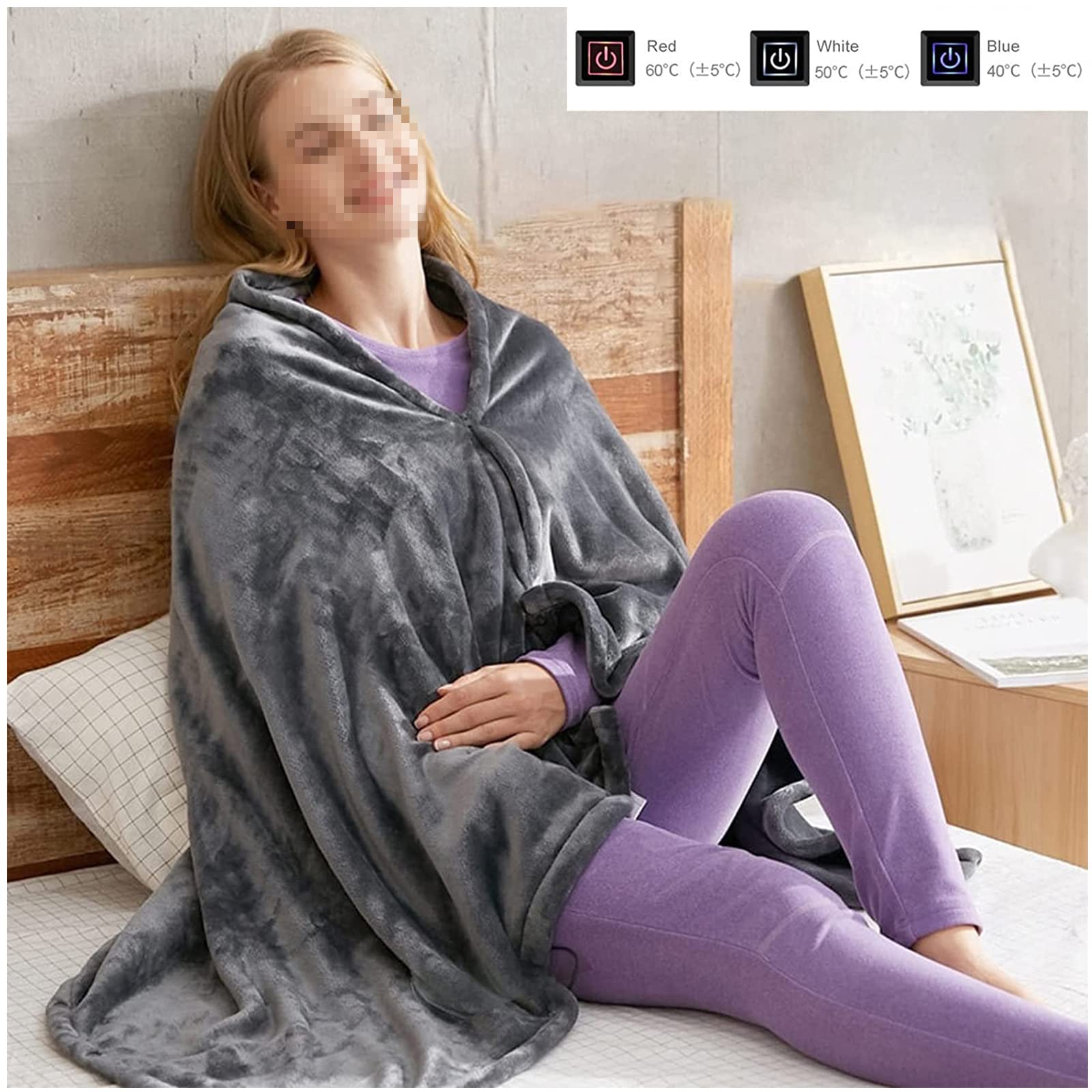 Heated Cape Blanket, Large Area Fever,Power Saving Electric Throw, Warm Your Shoulders, Abdomen, Knees Electric Lap Blanket Throw