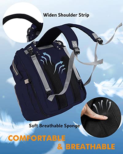 Xinsilu Diaper Bag Backpack for Boys & Girls Diaper Backpack Registry Search Newborn Blue