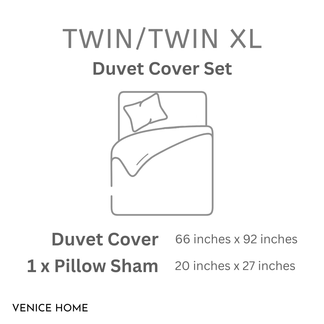Venice Home 100% Cotton Jersey Duvet Cover Set - Extra Soft - Easy Fit - 3 Piece Set - All Season - Comfy - 3 pcs (Anthracite, Twin/Twin XL)