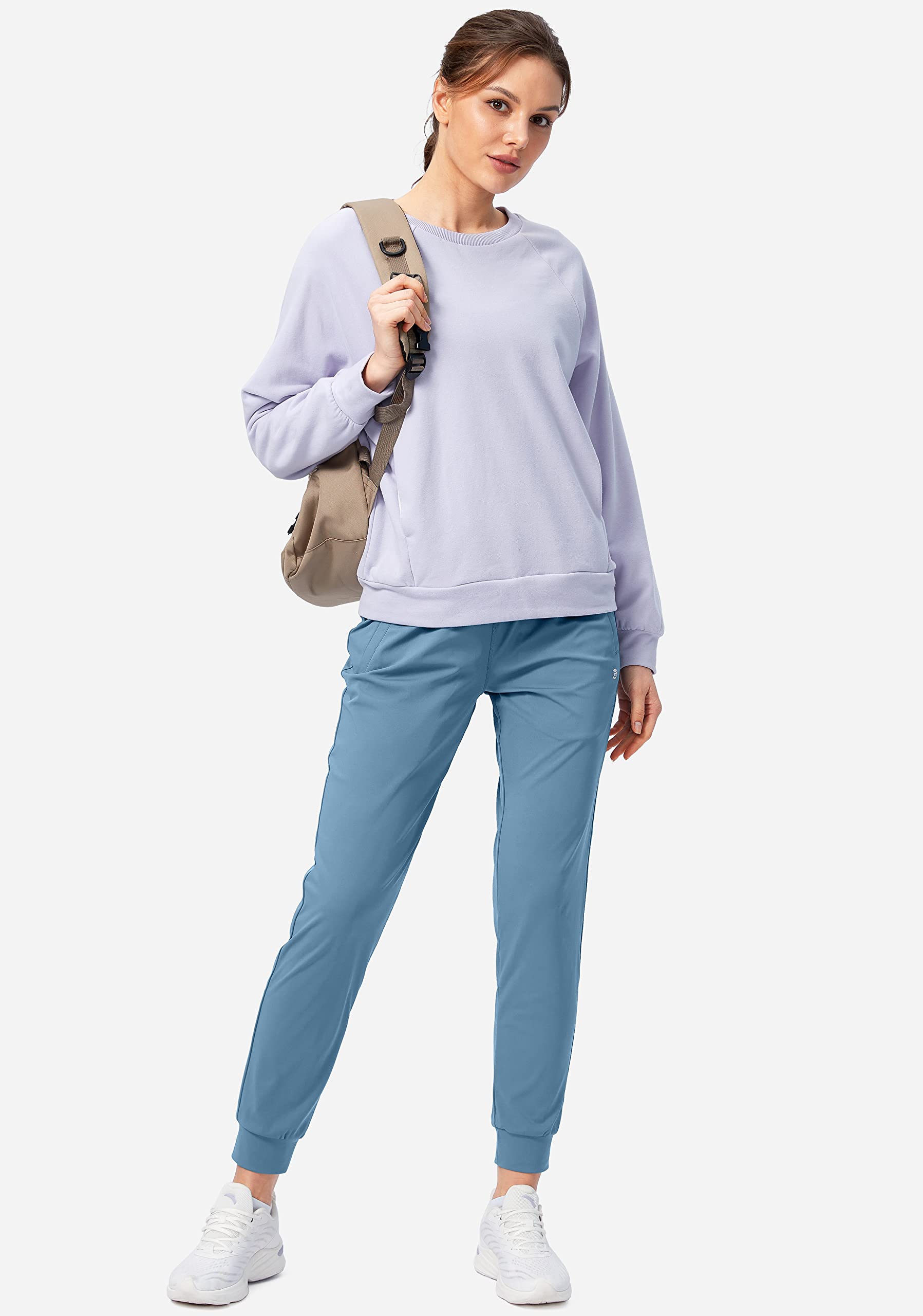 G Gradual Women's Joggers Pants with Zipper Pockets Tapered Running Sweatpants for Women Lounge, Jogging (Slate Blue, X-Large)