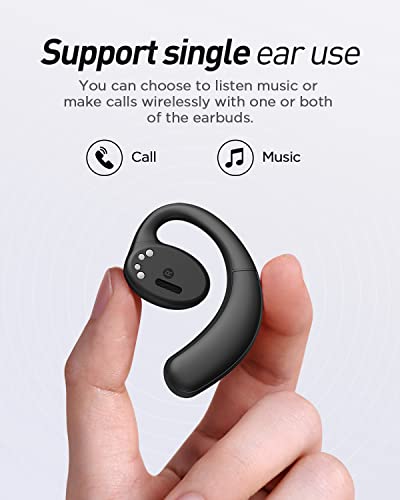 VIDONN Open Ear Headphones Wireless Bluetooth 5.2 OpenBuds T2 Sport Open Earbuds Non Bone Conduction with Earhook and Charging Case for Sports Running Headphones Exercise Around Ea (White)