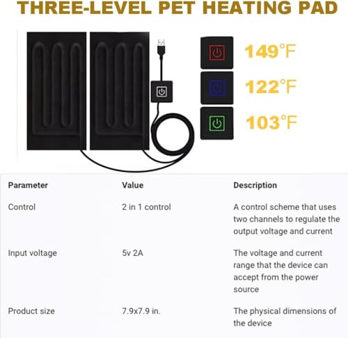 Hamster Sleeping Bed Hammock Baby USB Heating Pad Small Animals Adjustable Temperature Warm Hanging Bed for Hedgehog Rat Sugar Glider Squirrel Ferret Winter Nest Hideout Pet Accessories (grey)