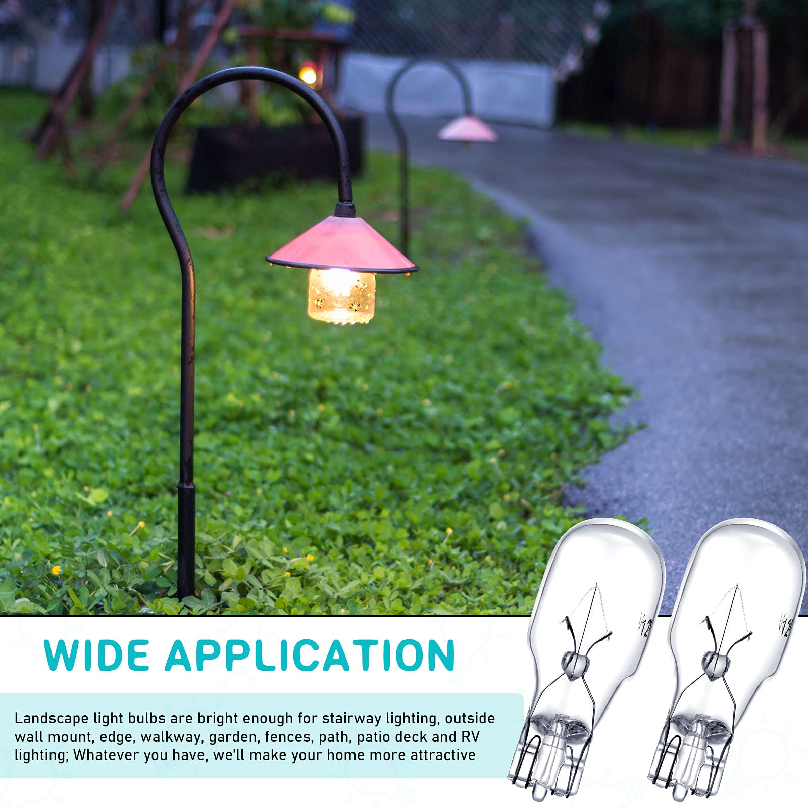Honoson T5 Landscape Light Bulbs 12 Volt 18 Watt Landscape Bulbs Low Voltage Light Bulbs Small Landscape Lighting Bulb Wedge Base for Replacement Outdoor Garden Deck Yard Landscape Lamp(10 Pieces)