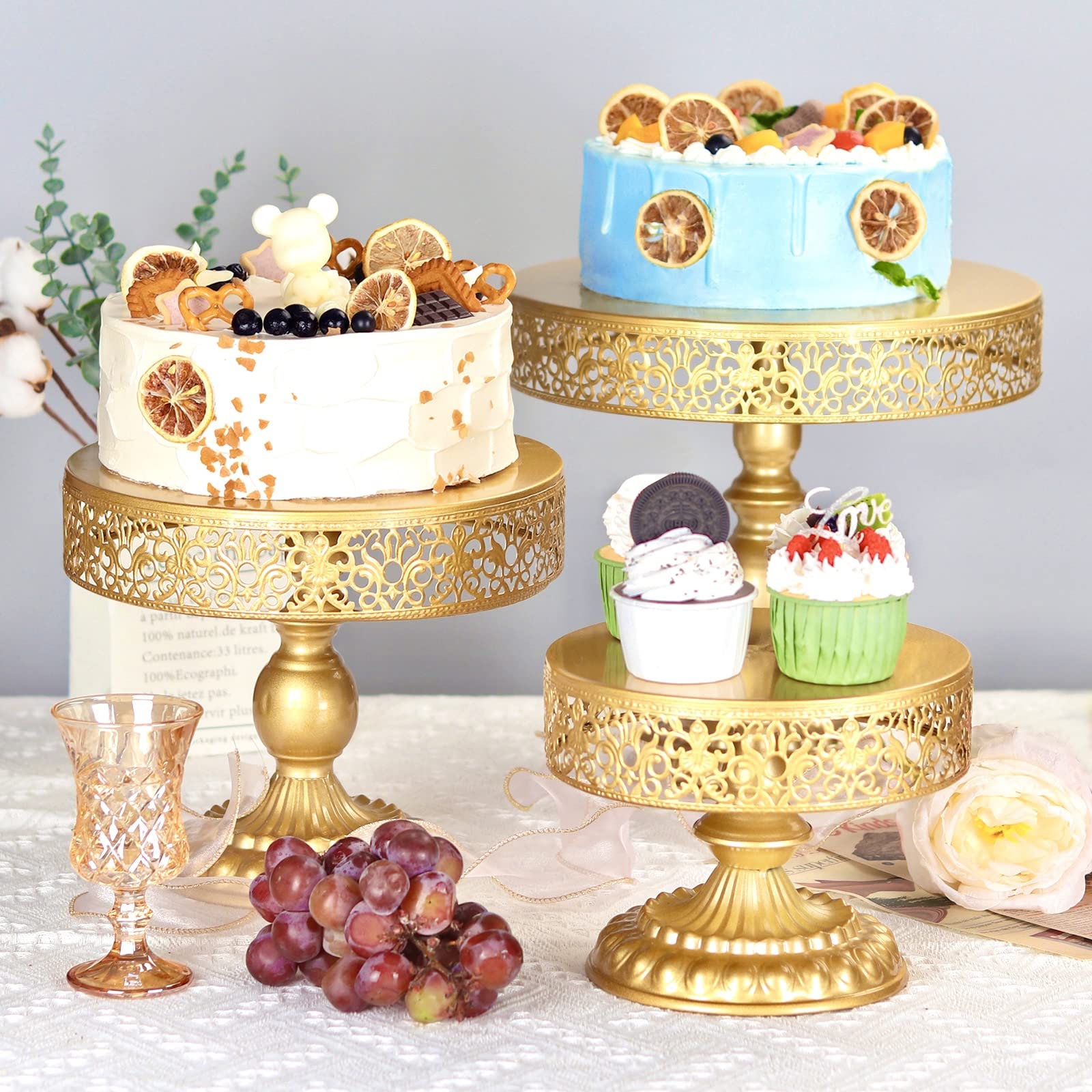 Gold Cake Stands Set for Dessert Table,6 Pcs Wedding Cake Stand&Cupcake Stand Set,Serving Plate Dessert Table Display Set for Wedding/Birthday Party/Home Decoration/Graduation Party (6 Pieces)