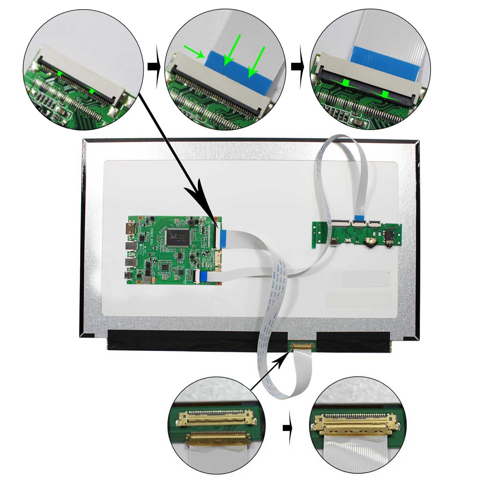 VSDISPLAY 13.3" 13.3 Inch 1920X1080 LCD Screen VS133GF-Z001 with HD MI Type C Controller Board VS-RTD2556HC-V2