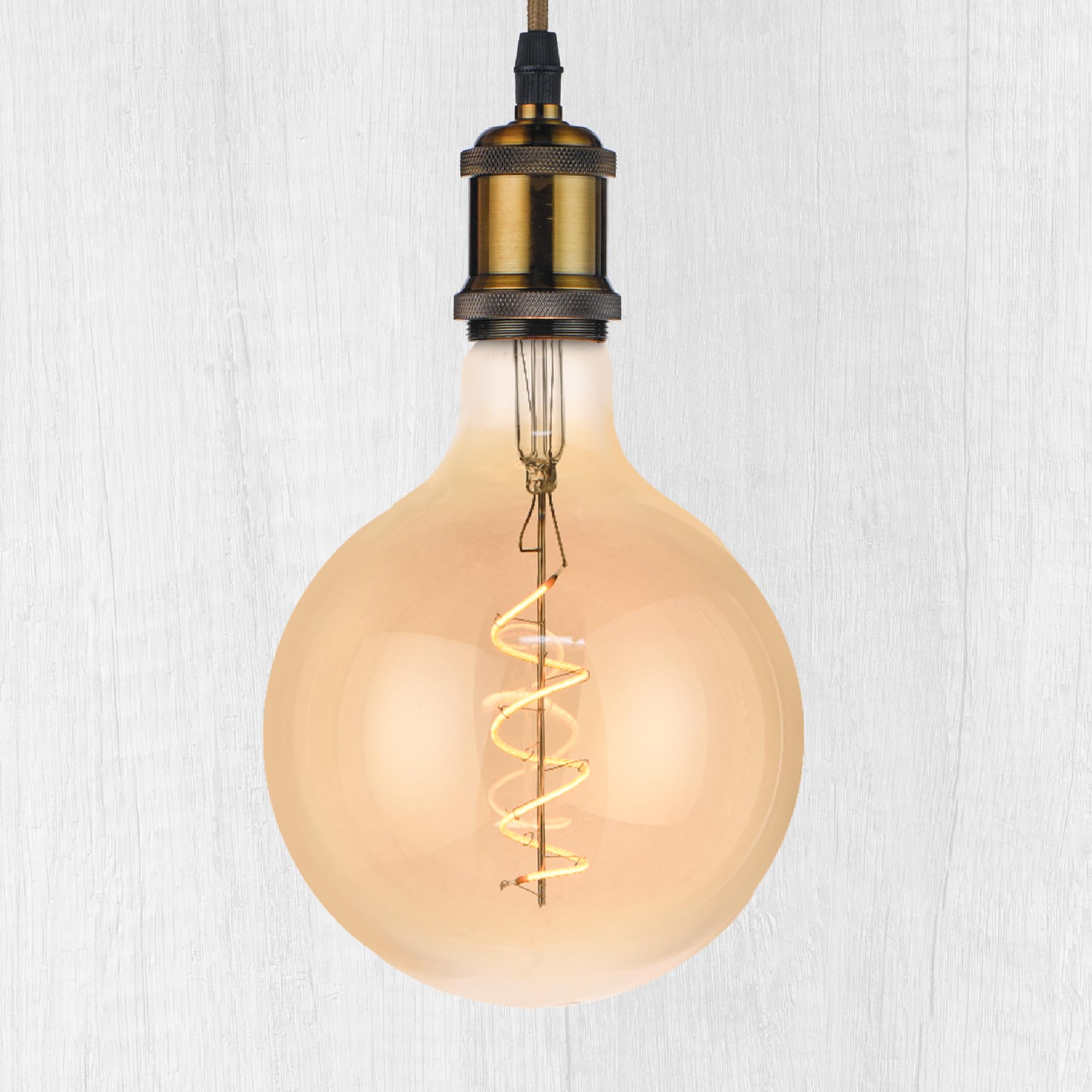 WHFIALUX Oversized Decorative LED Light Bulbs, Giant Vintage Edison Light Bulb, G47(G150) Huge Globe Bulbs, Amber Glass 2200K Warm White, 6W Dimmable 250LM(50W eq.), E26 Base