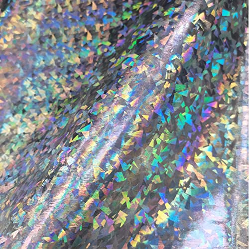 Rose Flavor Iridescent Hologram Spandex Houndstooth Fabric by The Yard(Silver Iridescent,1yd)
