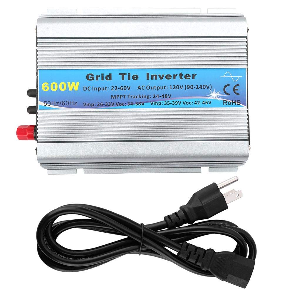 Household Solar Power Inverter DC 2260V Stackable Grid Tie Solar Inverter 600W Pure Sine Wave High Efficiency for Air Conditioners Home Theaters(AC 100120V)