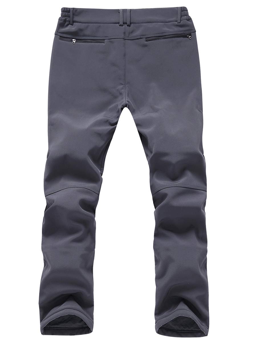 Gash Hao Mens Snow Ski Waterproof Softshell Snowboard Pants Outdoor Hiking Fleece Lined Zipper Bottom Leg (180Grey, 32W x 34L)