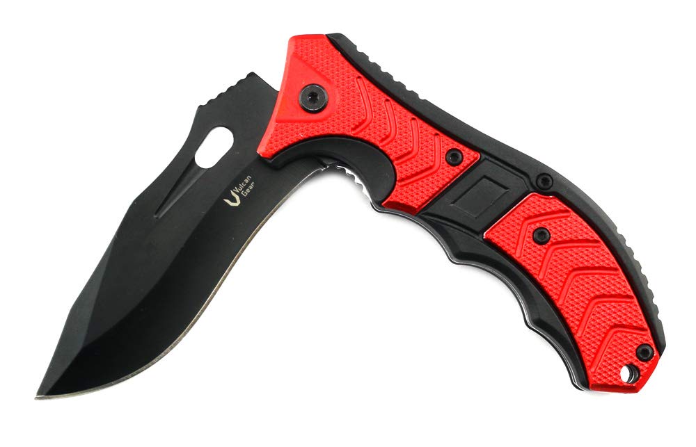 Vulcan Gear Assisted Open Metal Folding Knife (Red) …