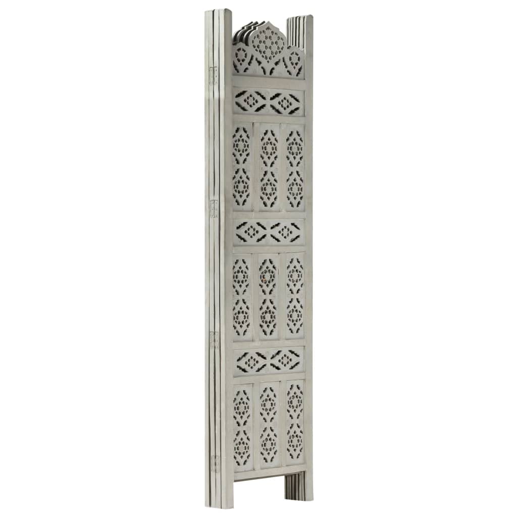 Hand Carved 3-Panel Room Divider Gray 47.2"x65" Solid Mango Wood,Freestanding Folding Screens Privacy Screen Dividers Wall Suitable forHome Office Restaurant Bedroom