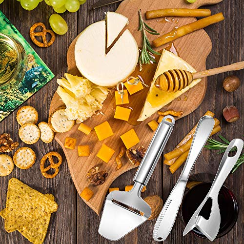 WarmHut Set of 3 Cheese Slicer, Stainless Steel Cheese Slicer Plane Knives, Cheese Cutter, Butter Spreader Knife - for Soft, Semi-hard Cheeses Kitchen Tool
