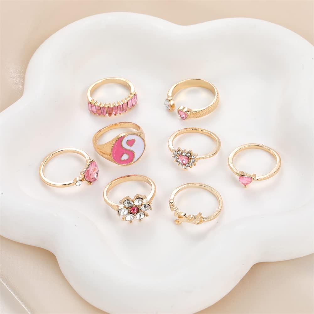 Gonaver Colorful Y2K Finger Knuckle Ring Set (C)