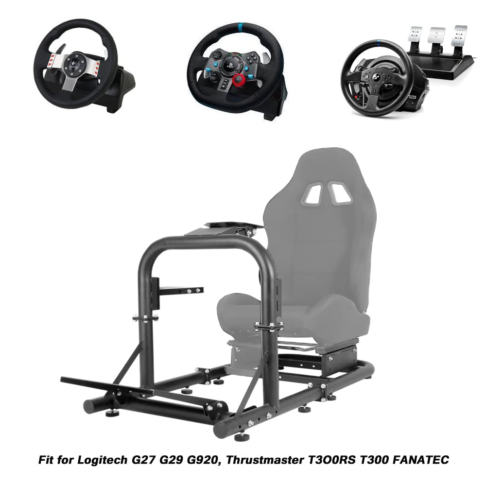 HOTTOBY 50mm thick circular tube G29 Driving Simulator Cockpit, Racing Wheel Stand fits for Logitech G25 G27 G920 Racing Simulator Cockpit,Wheels Pedals and Racing Seat Not Include