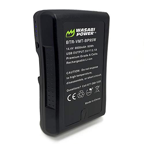 Wasabi Power V Mount/V Lock Battery (95Wh, 14.4V, 6600mAh) Rechargeable Li-ion Battery for Broadcast Video Camcorder, Compatible with Sony HDCAM, XDCAM, Digital Cinema Cameras and Other Camcorders