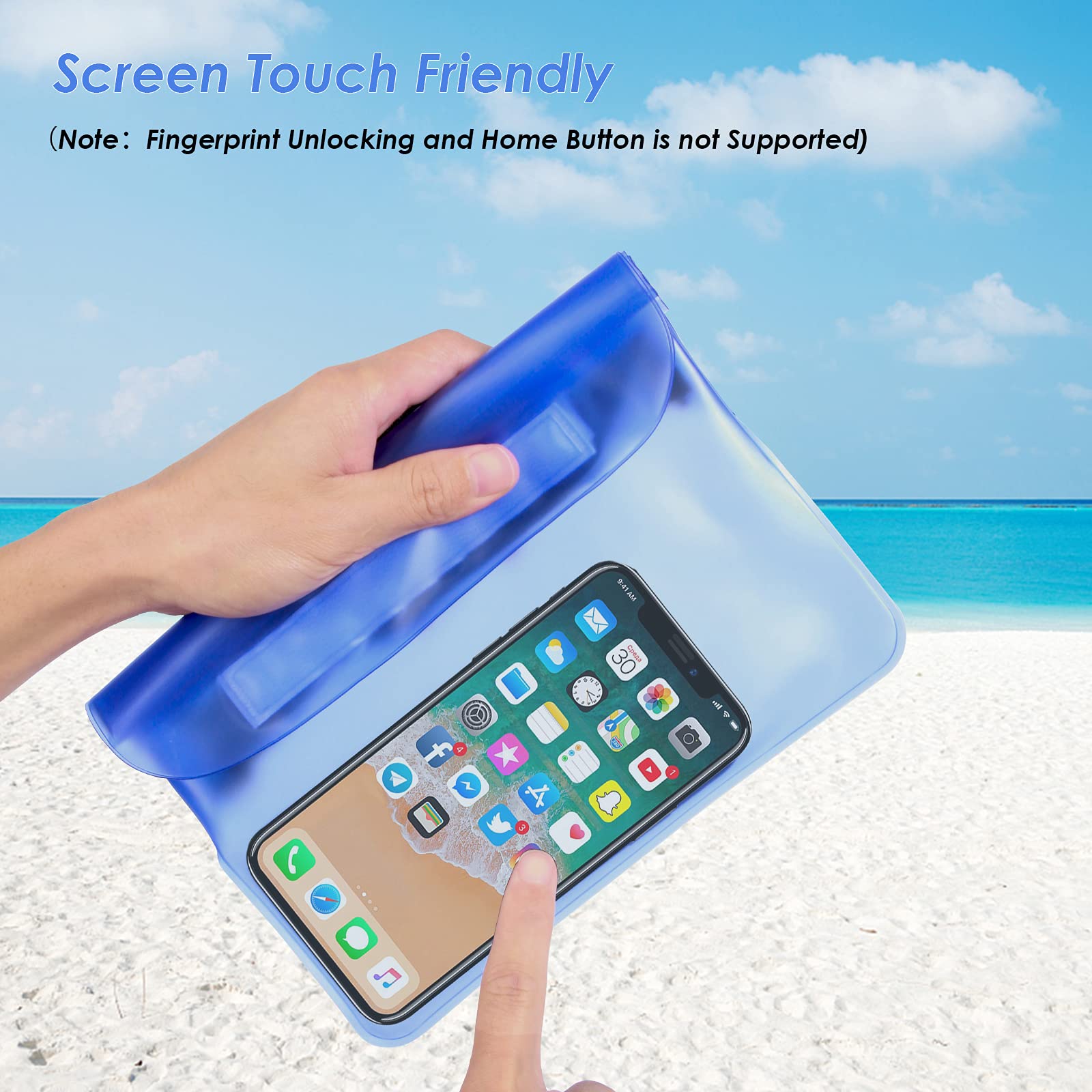 hanmir 2-Pack Waterproof Bag, Screen Touch Sensitive Waterproof Pouch with Adjustable Waist Strap, Waterproof Case Bag for Swimming,Diving,Beach,Fishing, Etc