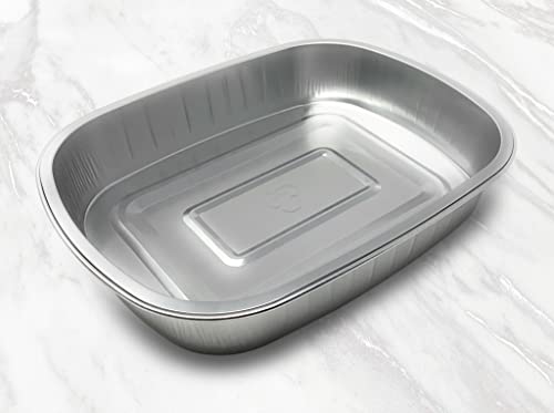 ShopexZone ReHeatables Aluminum Food and Storage Containers Reusable and Disposable Tray with Lids Freezer Oven Safe Meal Prep Baking Roasting Storing Reheating Perfect for Holidays | Medium, 4 Pack