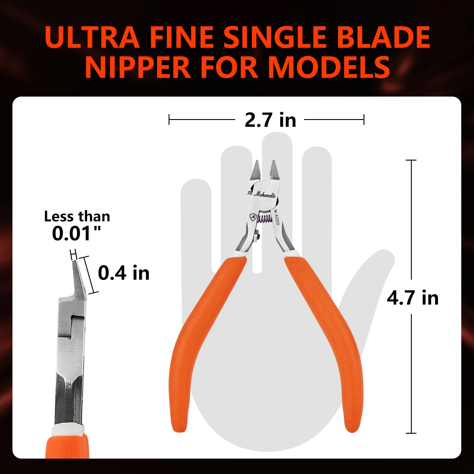 mshandto Model Nippers, 4.7" Ultra Thin Single Blade Gundam Nippers, Sprue Cutter Hobby Nippers, Model Kit Nippers for Plastic Gunpla Model Building with Protective Cover and Spring