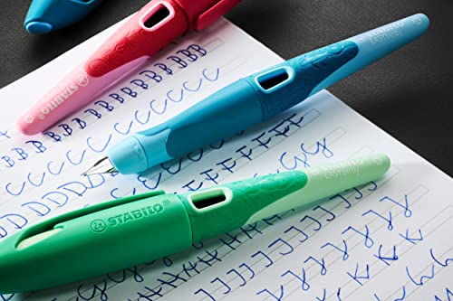 STABILO EASYbirdy 3D Wildlife Special Edition Ergonomic Fountain Pen in Blue - for Left Handed - Beginner Tip - Blue Cartridge and Adjustment Key Included