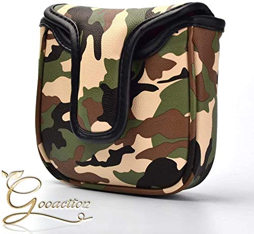 GOOACTION Camo Square Golf Club Heel Shafted Mallet Putter Cover Magnetic Closure Design Camouflage Green Creative Pattern Leather Putters Headcover